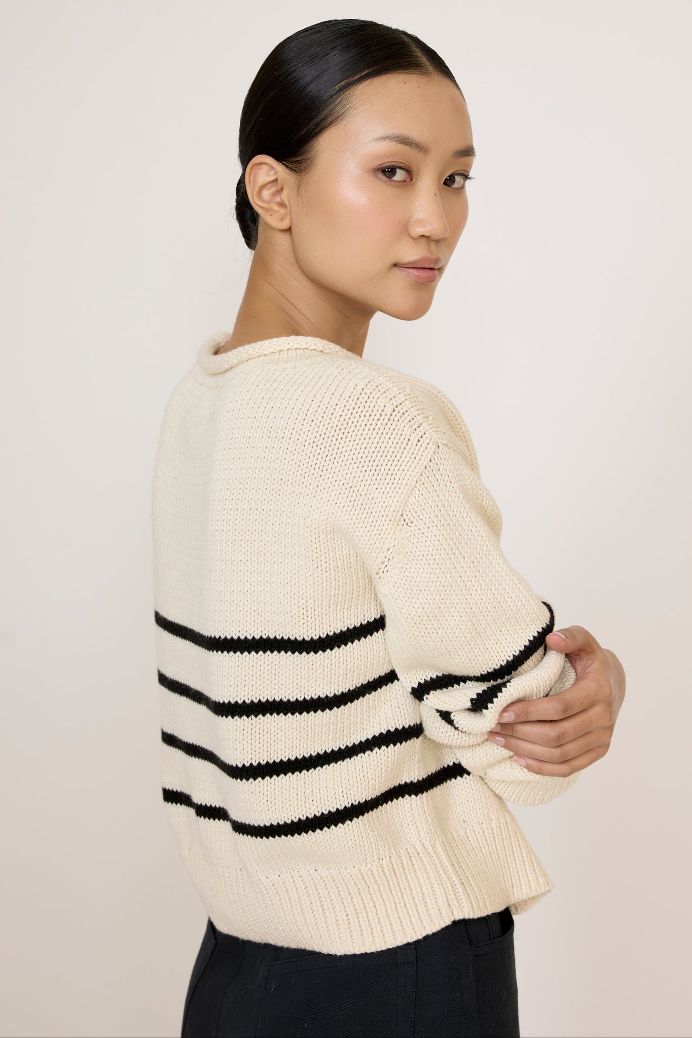 Cropped Field Sweater - Black Stripe – LAUDE the Label